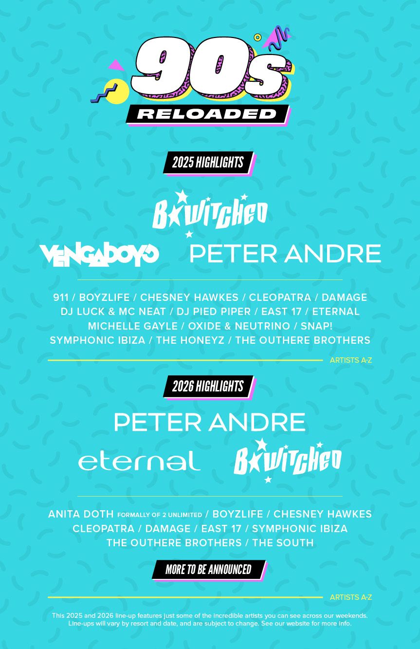 Our Weekends - 90s Reloaded | Butlin's Big Weekenders